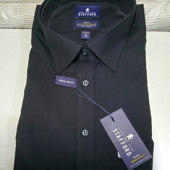 Stafford | Shirts | Stafford Mens Black Travel Dress Shirt Long Sleeve Reg Fit Xxl 8 3435 | Poshmark